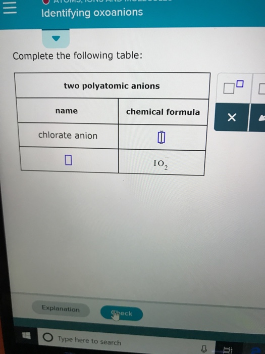 Solved Identifying oxoanions Complete the following table: | Chegg.com