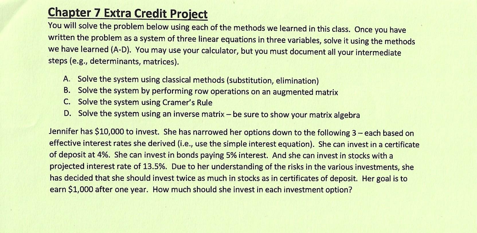 Solved Chapter 7 Extra Credit Project You will solve the | Chegg.com
