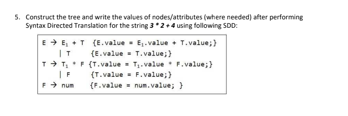 Solved 5. Construct the tree and write the values of | Chegg.com