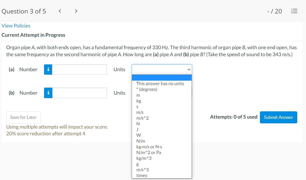 Solved Question 3 of 5 - /20 View Policies Current | Chegg.com