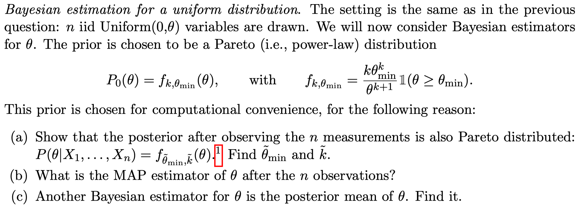 Bayesian estimation for a uniform distribution. The | Chegg.com