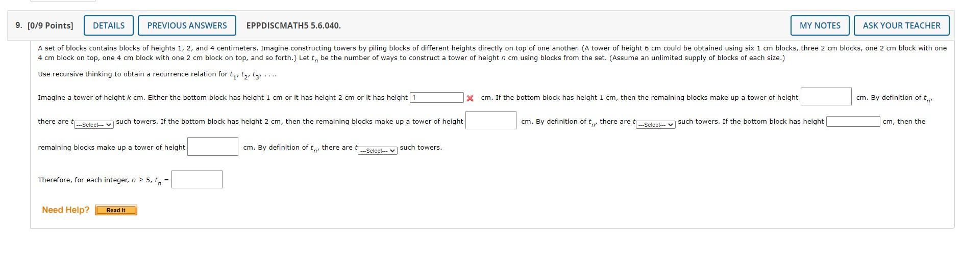 Solved PREVIOUS ANSWERS EPPDISCMATH5 5.6.040. MY NOTES ASK | Chegg.com