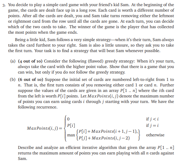 Solved 3. You decide to play a simple card game with your | Chegg.com