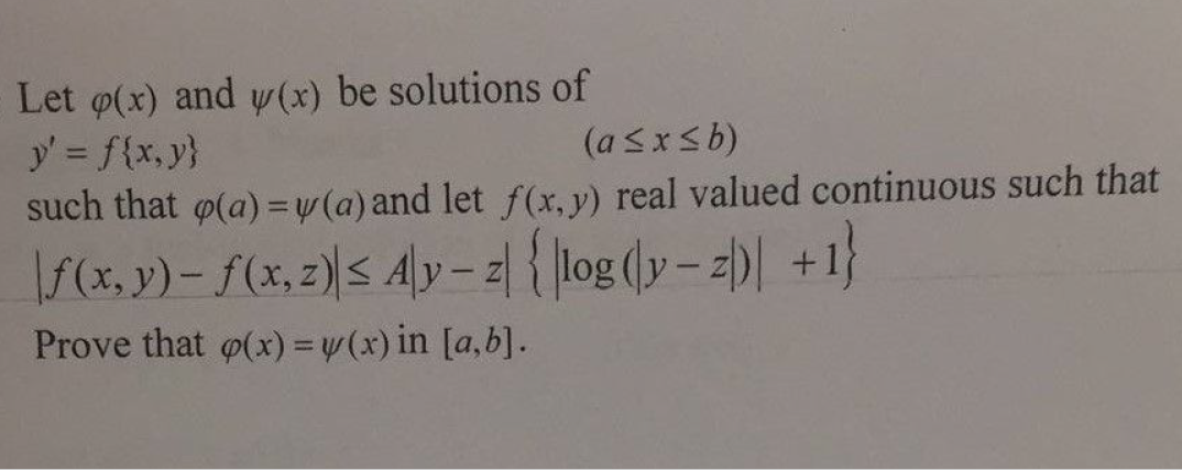 Solved Let p(x) and y(x) be solutions of y'= f{x,y) (a sxsb) | Chegg.com