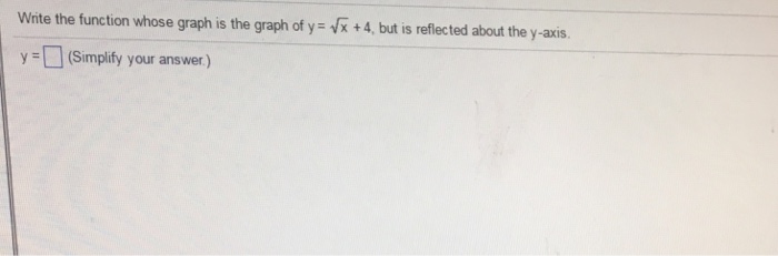 Solved Write the function whose graph is the graph of y = | Chegg.com