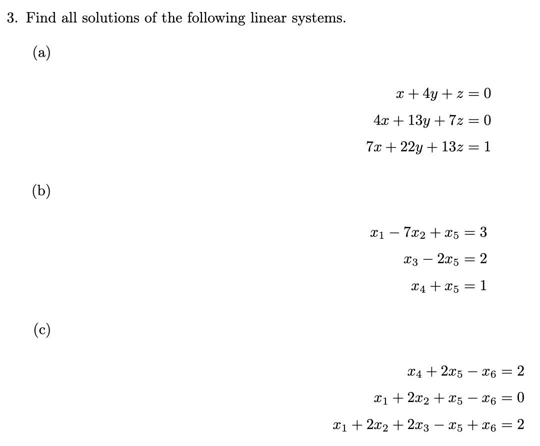 Solved 3. Find all solutions of the following linear | Chegg.com