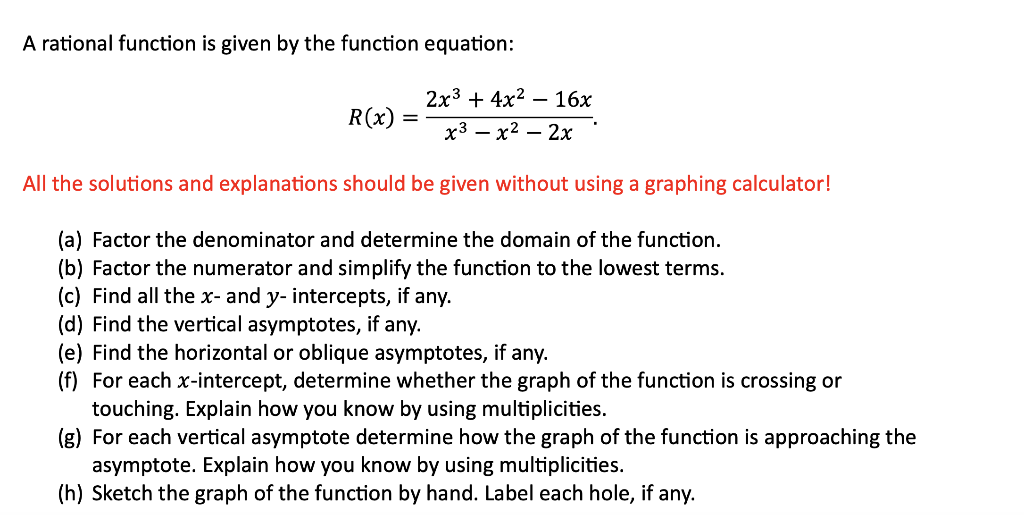 Solved A rational function is given by the function | Chegg.com