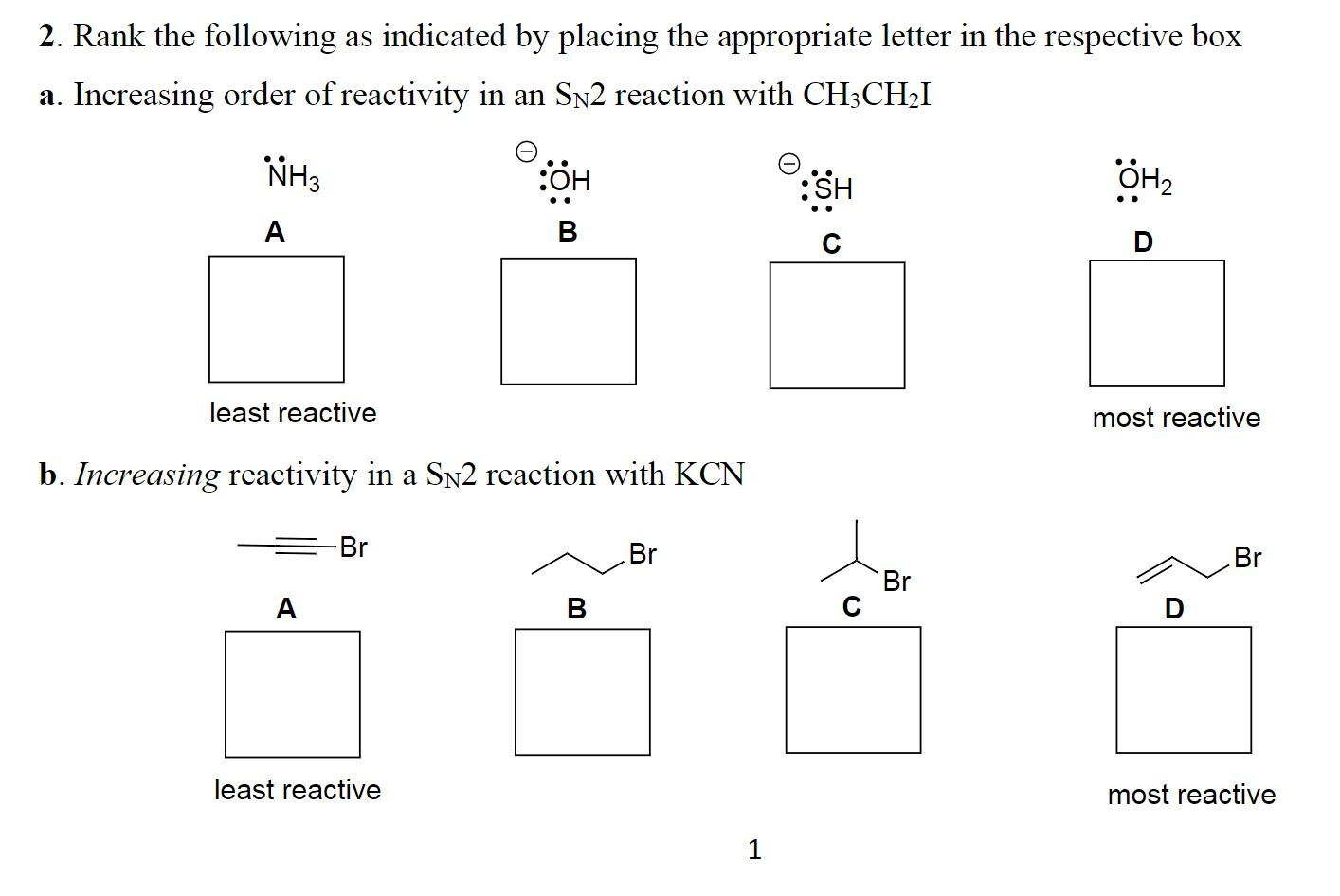 Solved 2. Rank the following as indicated by placing the | Chegg.com