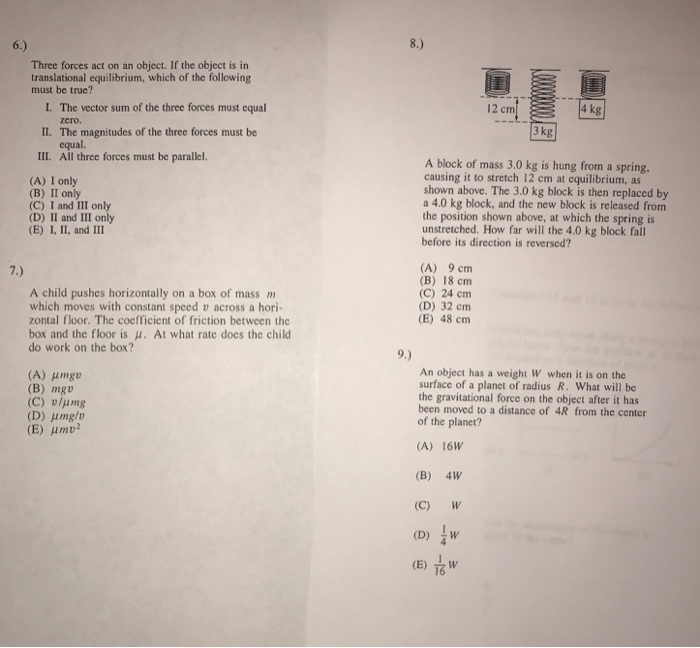 Solved Three Forces Act On An Object If The Object Is In