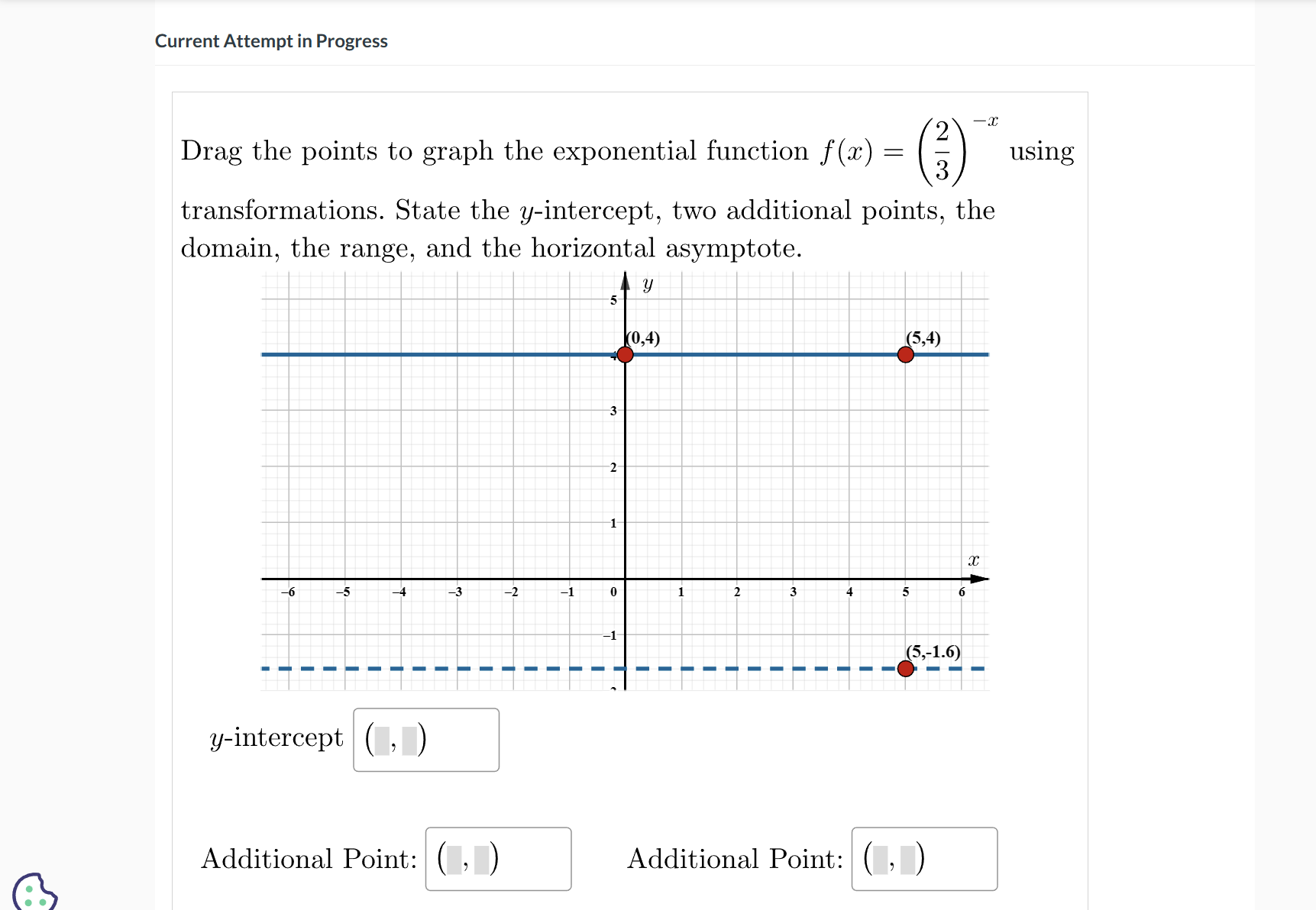 Solved Drag the points to graph the exponential function | Chegg.com