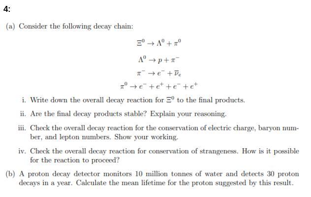 Solved (a) Consider the following decay chain: | Chegg.com