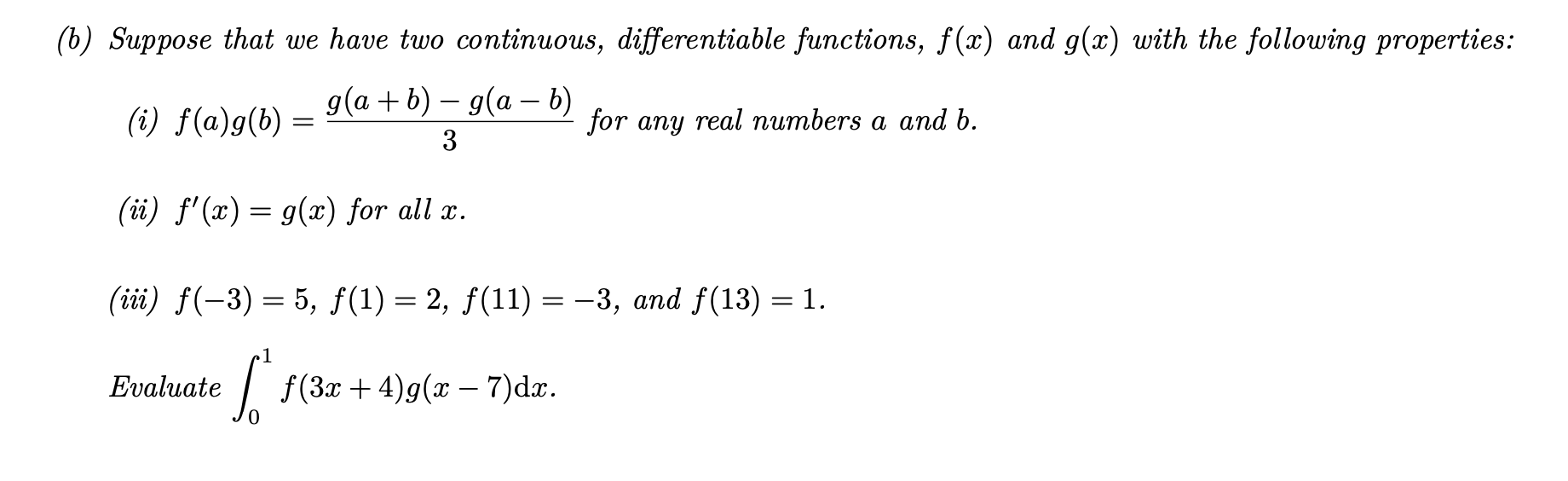 Solved (b) Suppose that we have two continuous, | Chegg.com