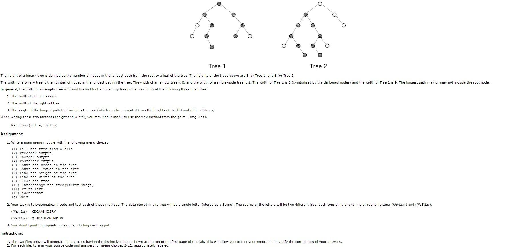 Solved The height of a binary tree is defined as the number | Chegg.com