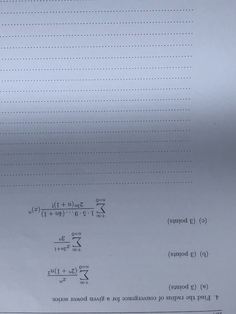 Solved (a) (3 points) cn (2n + 1)n2 n=0 (b) (3 points) 3n rt | Chegg.com