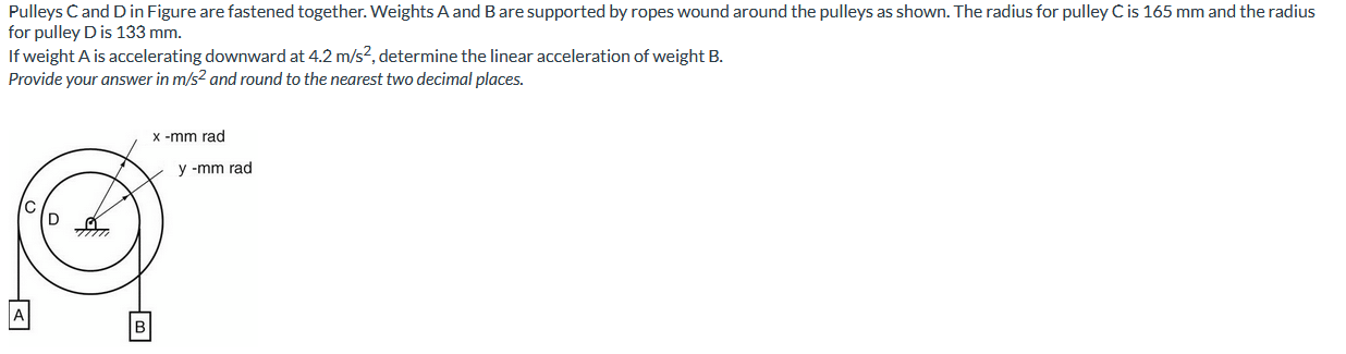 Solved Pulleys C and D in Figure are fastened together. | Chegg.com