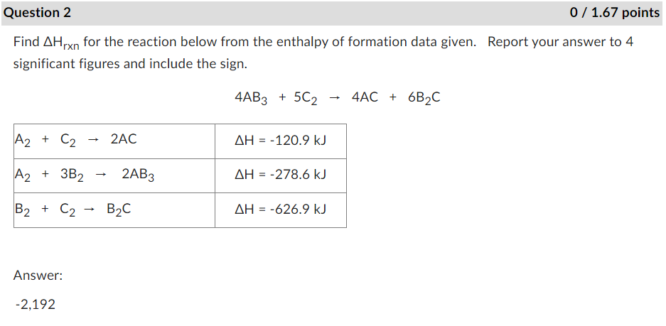 Solved Find ΔHrxn for the reaction below from the enthalpy | Chegg.com