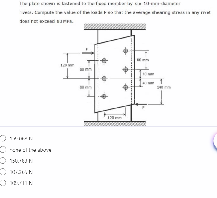 Solved The plate shown is fastened to the fixed member by | Chegg.com