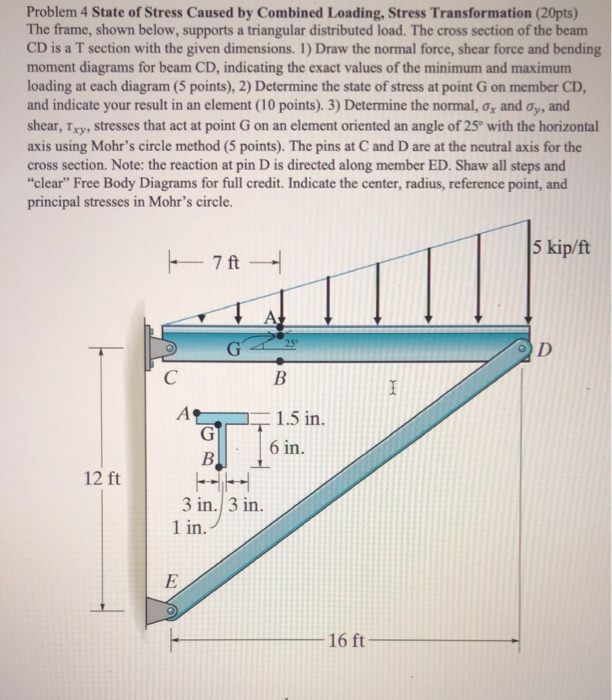 Problem 4 State of Stress Caused by Combined Loading, | Chegg.com