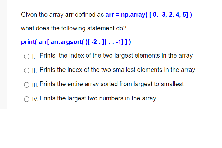 Solved Given The Array Arr Defined As Arr Nparray 9 
