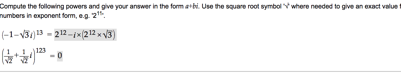Solved Compute the following powers and give your answer in | Chegg.com