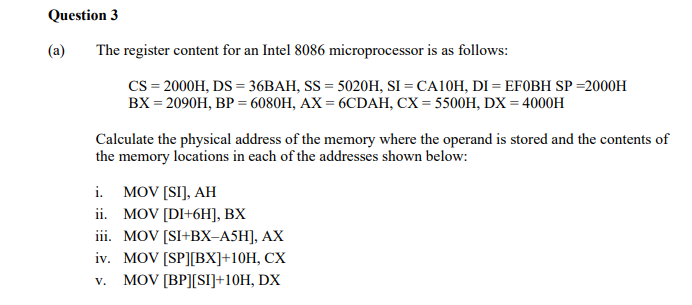 Solved The register content for an Intel 8086 microprocessor | Chegg.com