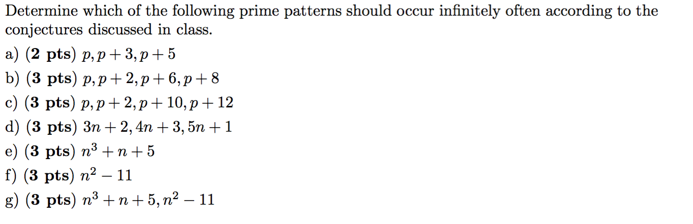 Determine which of the following prime patterns | Chegg.com