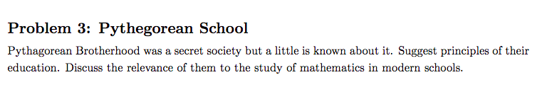 Solved Problem 3: Pythegorean School Pythagorean Brotherhood | Chegg.com