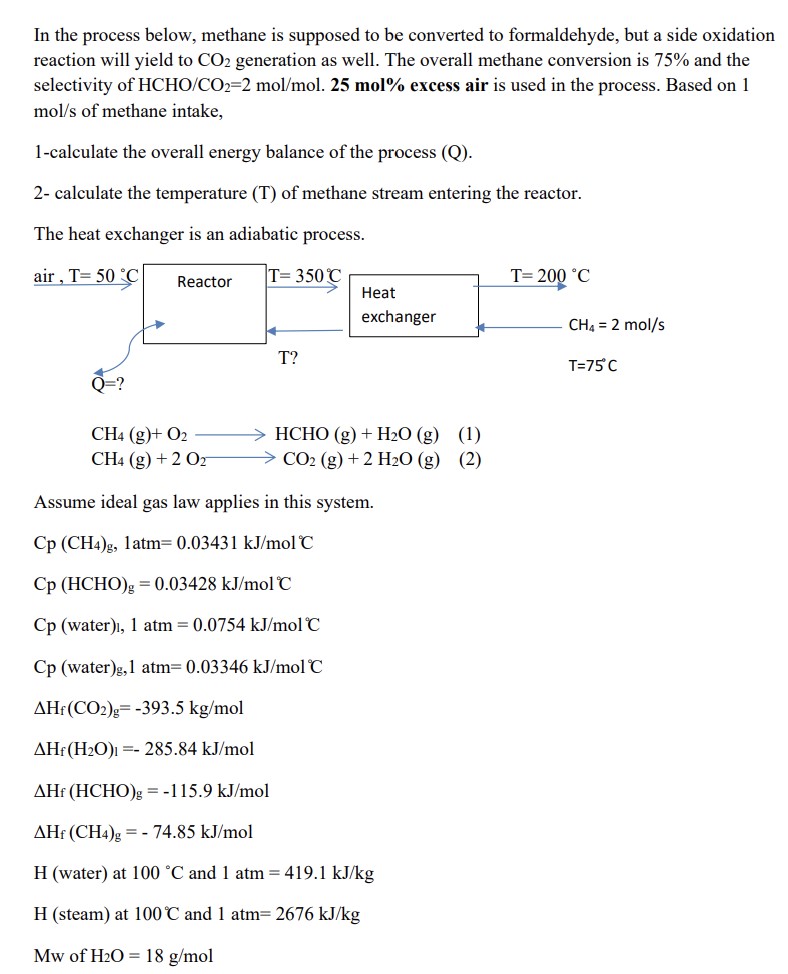 Solved In ﻿the process below, methane is ﻿supposed to be | Chegg.com