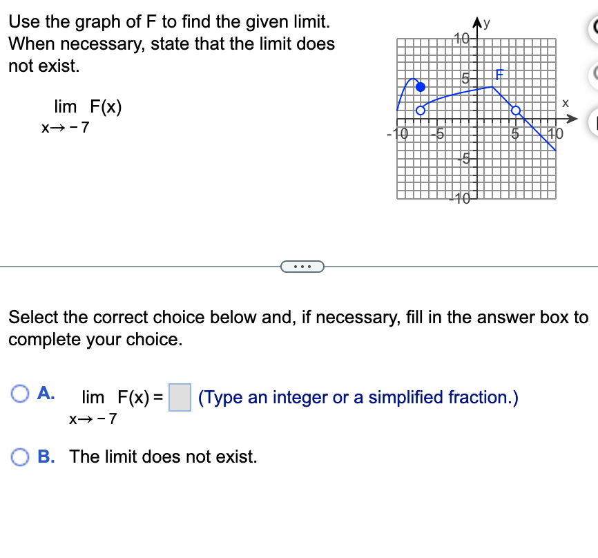 Solved Use the graph of \\( F \\) to find the given limit. | Chegg.com