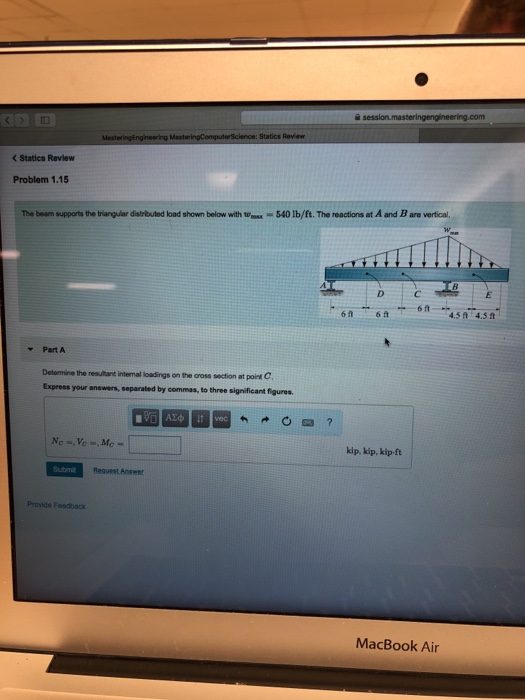 Solved Statics Review Statics Review Problem 1.15 The beam | Chegg.com