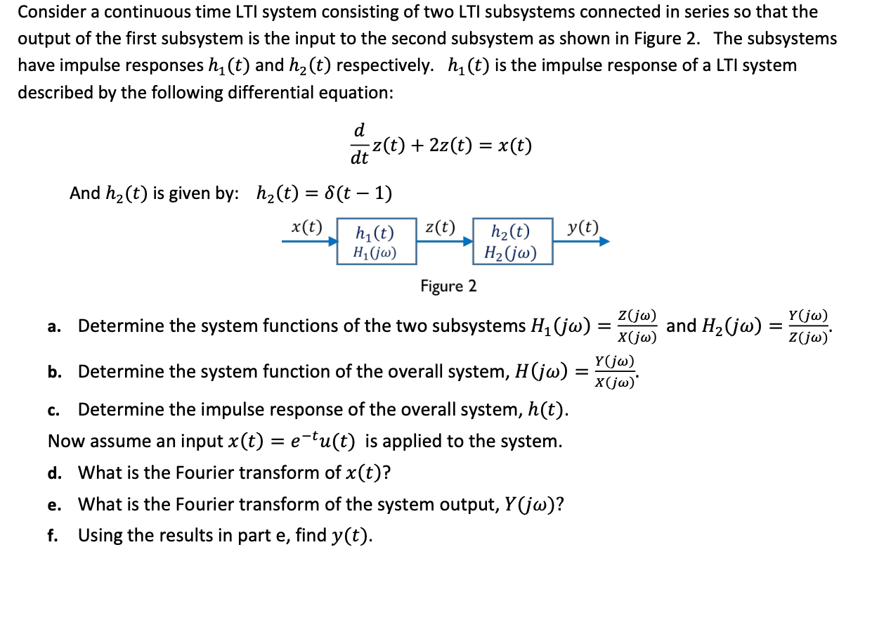Solved Consider a continuous time LTI system consisting of | Chegg.com