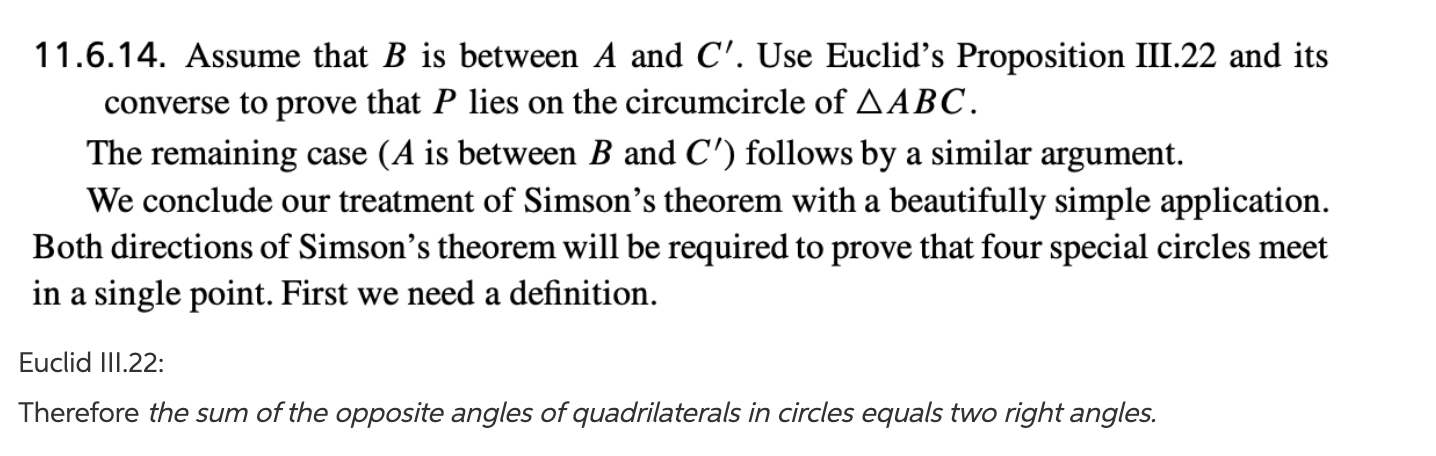 Solved 11.6.14. Assume that B is between A and C'. Use | Chegg.com