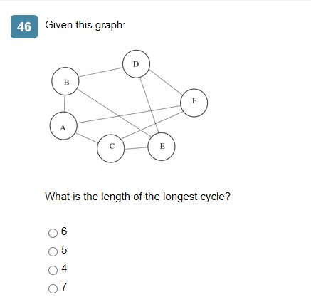 Solved 46 Given this graph: B F A E What is the length of | Chegg.com
