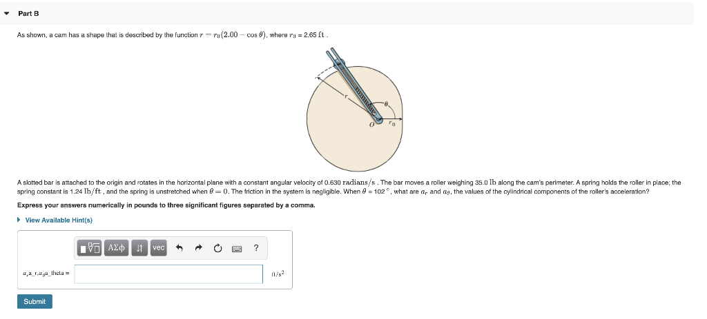 Solved A slotted bar is attached to the origin and rotates | Chegg.com