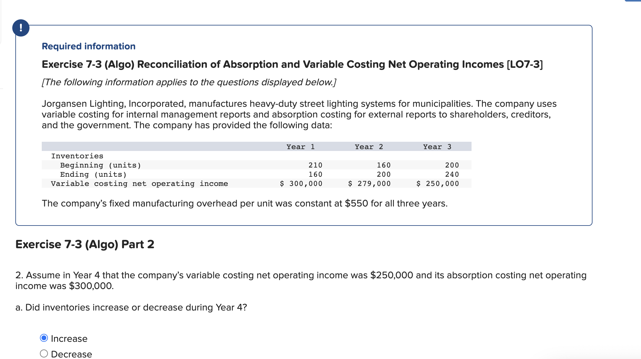 Solved Required information Exercise 7-3 (Algo) | Chegg.com