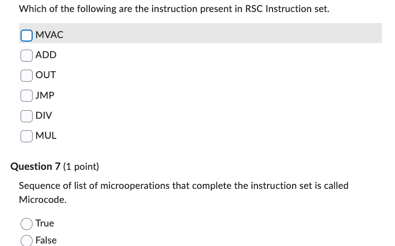 Solved Which of the following are the instruction present in | Chegg.com