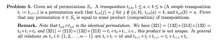 Solved Problem 5. Given set of permutations Sn. A | Chegg.com