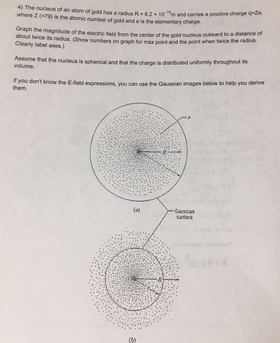Solved 4) The nucleus of an atom of gold has a radius R 6.2 | Chegg.com