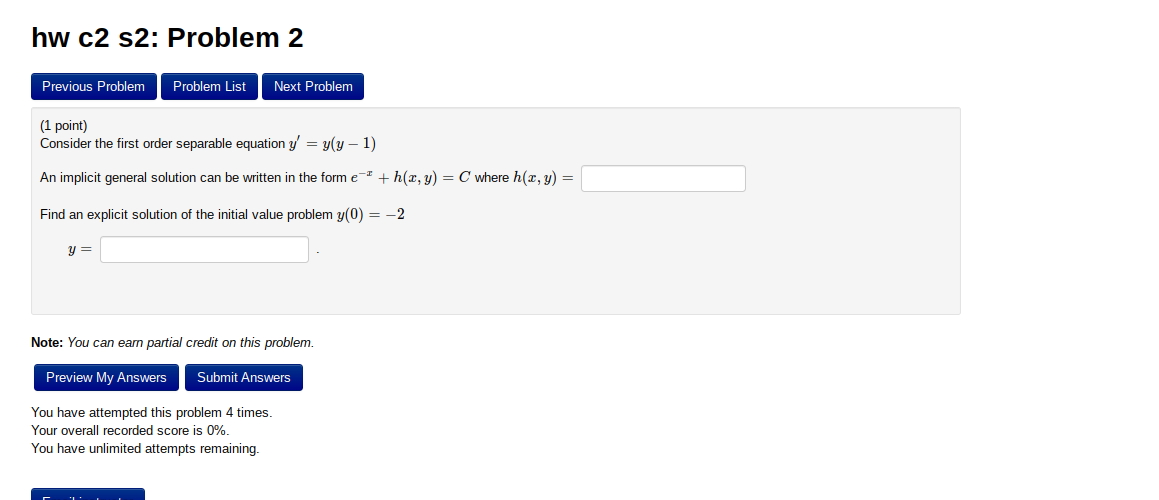 Solved 1 Point Consider The First Order Separable Equation