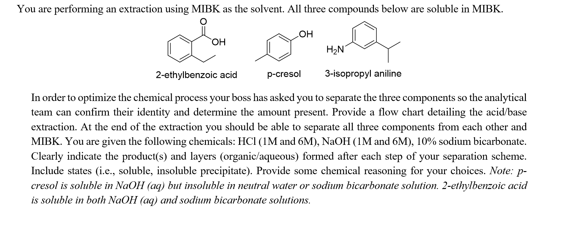 Solved You are performing an extraction using MIBK as the | Chegg.com