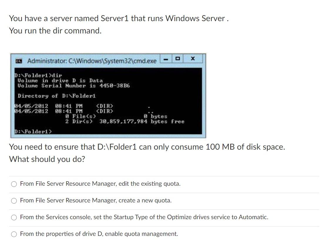 Solved You have a server named Server1 that runs Windows | Chegg.com