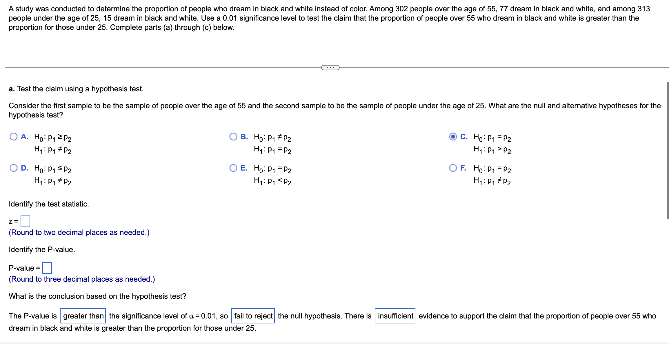 Solved proportion for those under 25 . Complete parts (a) | Chegg.com
