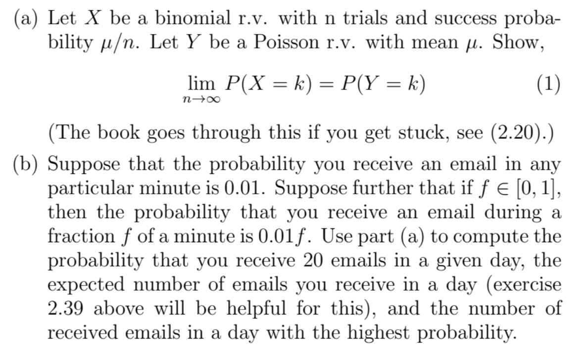 Solved (a) Let X be a binomial r.v. with n trials and | Chegg.com