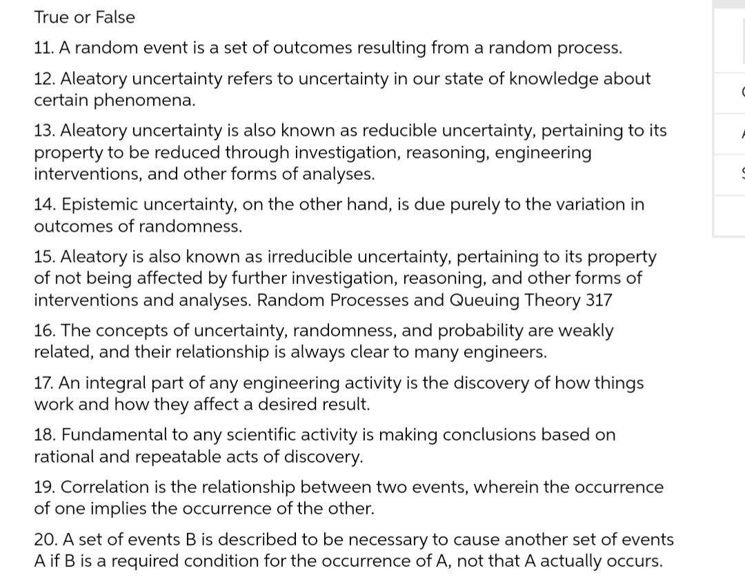Solved True or False 11. A random event is a set of outcomes | Chegg.com