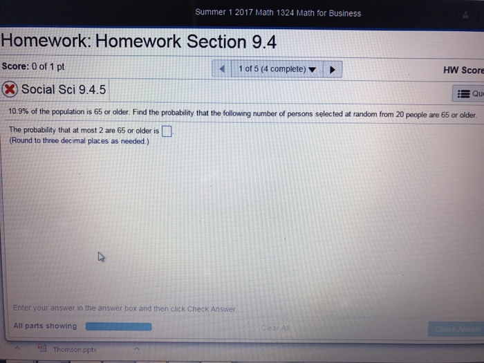 Solved Summer 1 2017 Math 1324 Math for Business Homework: | Chegg.com