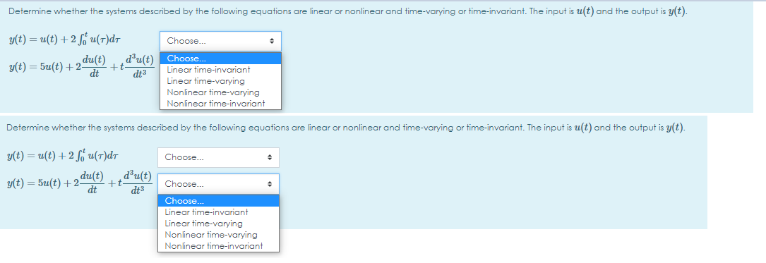 Solved Determine whether the systems described by the | Chegg.com