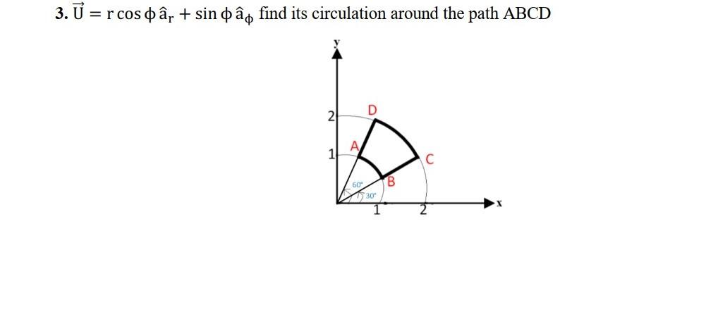 Solved 3. U=rcosϕa^r+sinϕa^ϕ find its circulation around the | Chegg.com