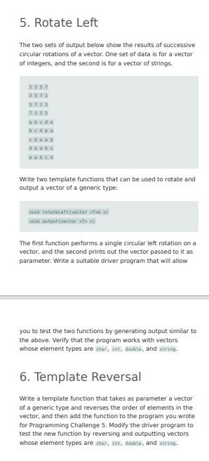 Solved 5. Rotate Left The two sets of output below show the | Chegg.com