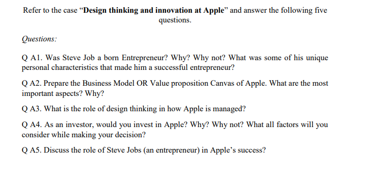 Solved Refer to the case “Design thinking and innovation at | Chegg.com