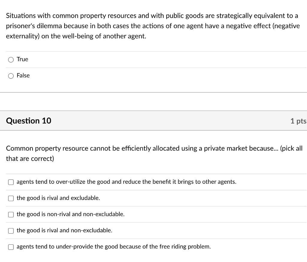 Solved Situations with common property resources and with | Chegg.com